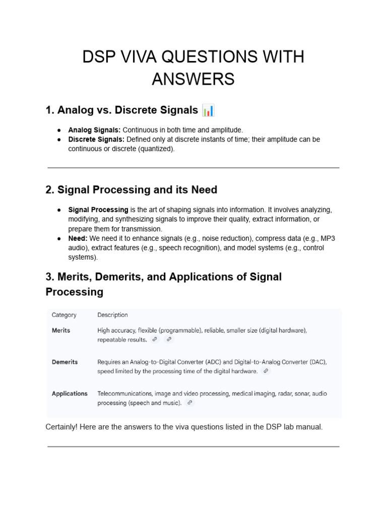 DSP Viva Questions With Answers | PDF | Discrete Fourier Transform ...
