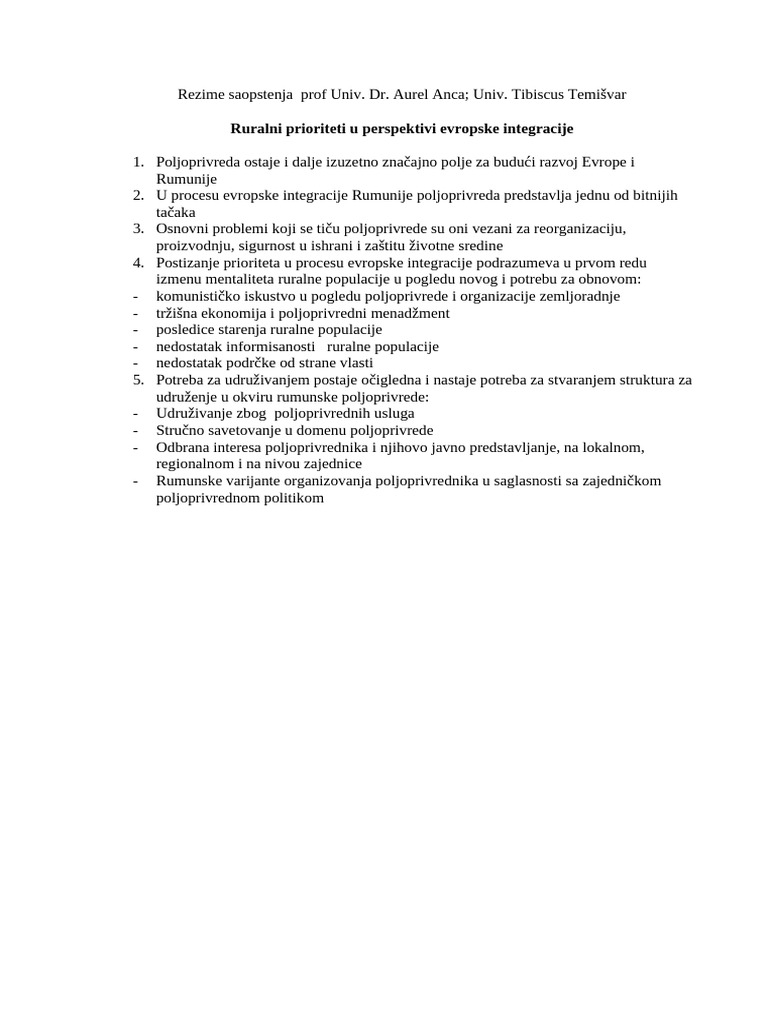 Rezime Saopstenja Prof Univ | PDF