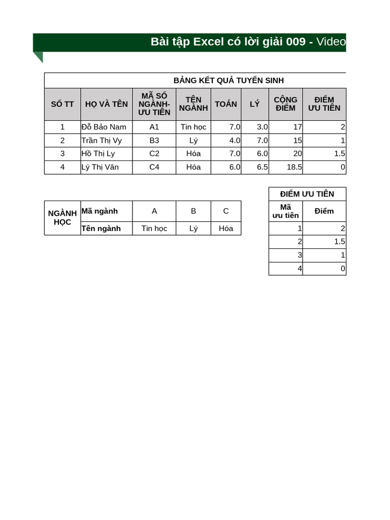 Bai Tap Excel 009 | PDF