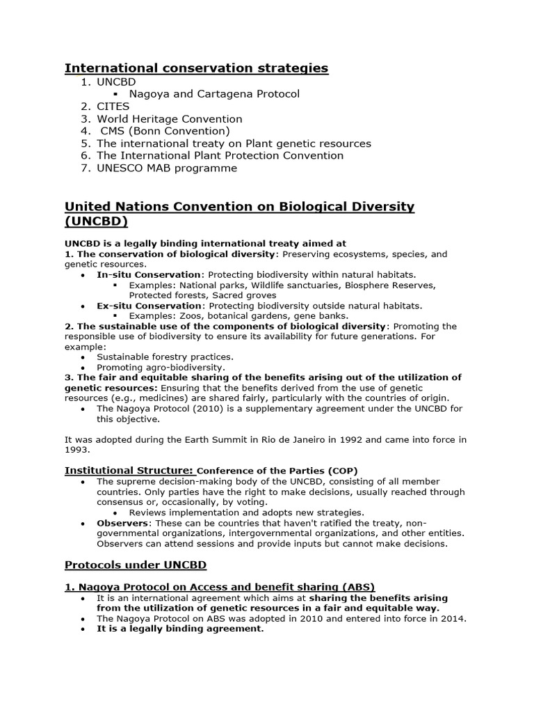 Classroom 0 International and National Conservation Strategies | PDF ...