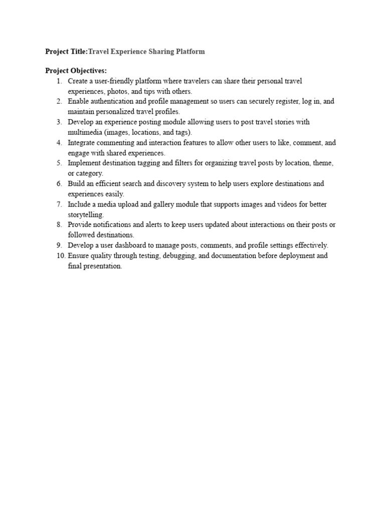 Travel Experience Sharing Platform Guide | PDF