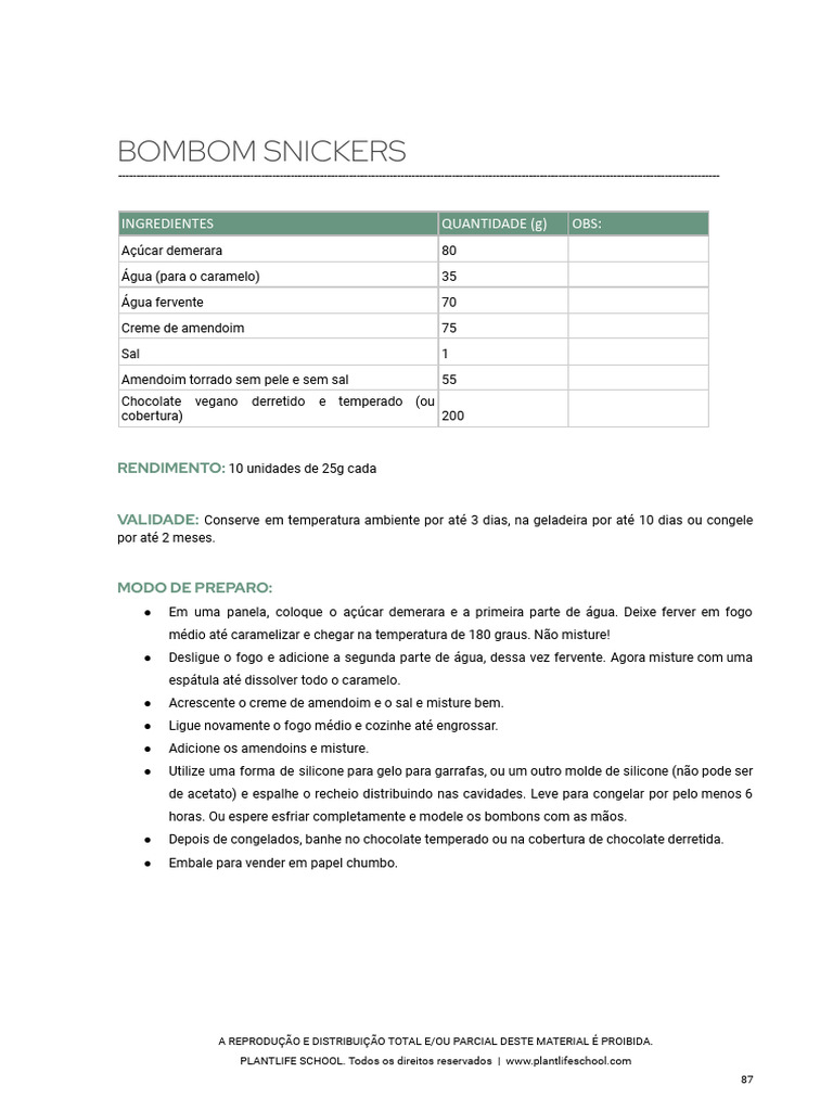RECEITA+ +Bombom+Snickers | PDF