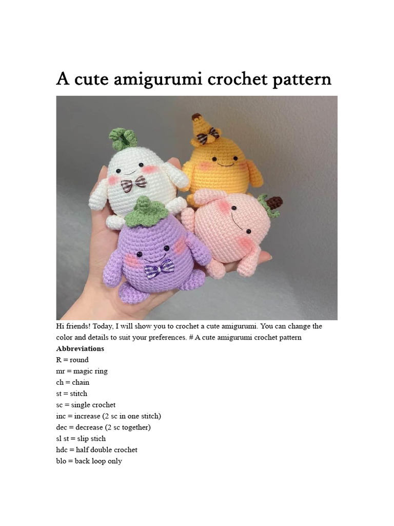 A Cute Amigurumi Crochet Pattern | PDF