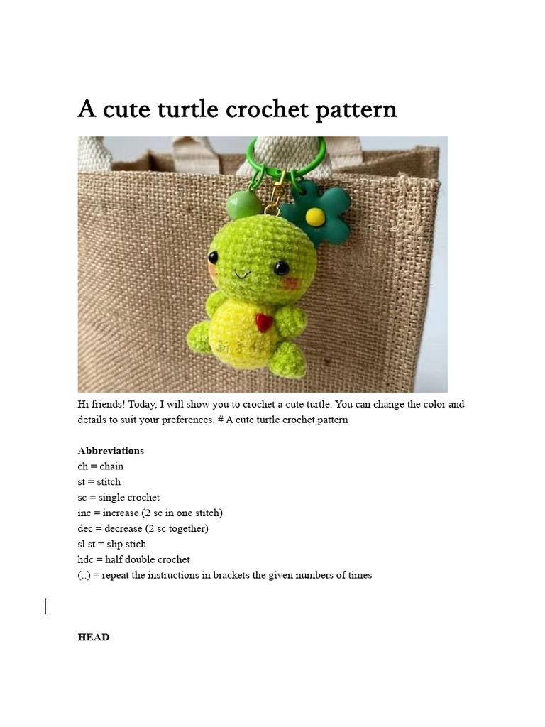 A Cute Turtle Crochet Pattern | PDF