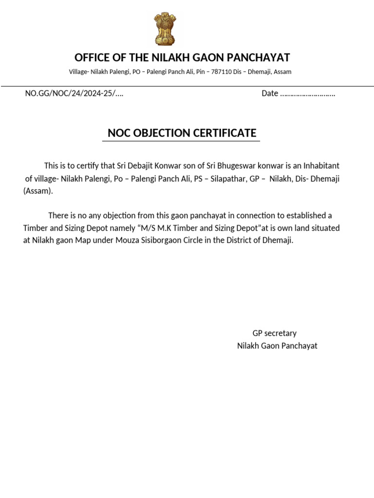 Office of The Nilakh Gaon Panchayat | PDF
