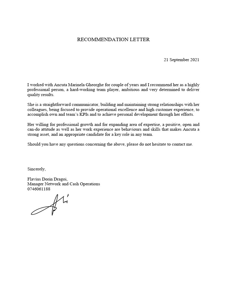 Recommendation Letter | PDF
