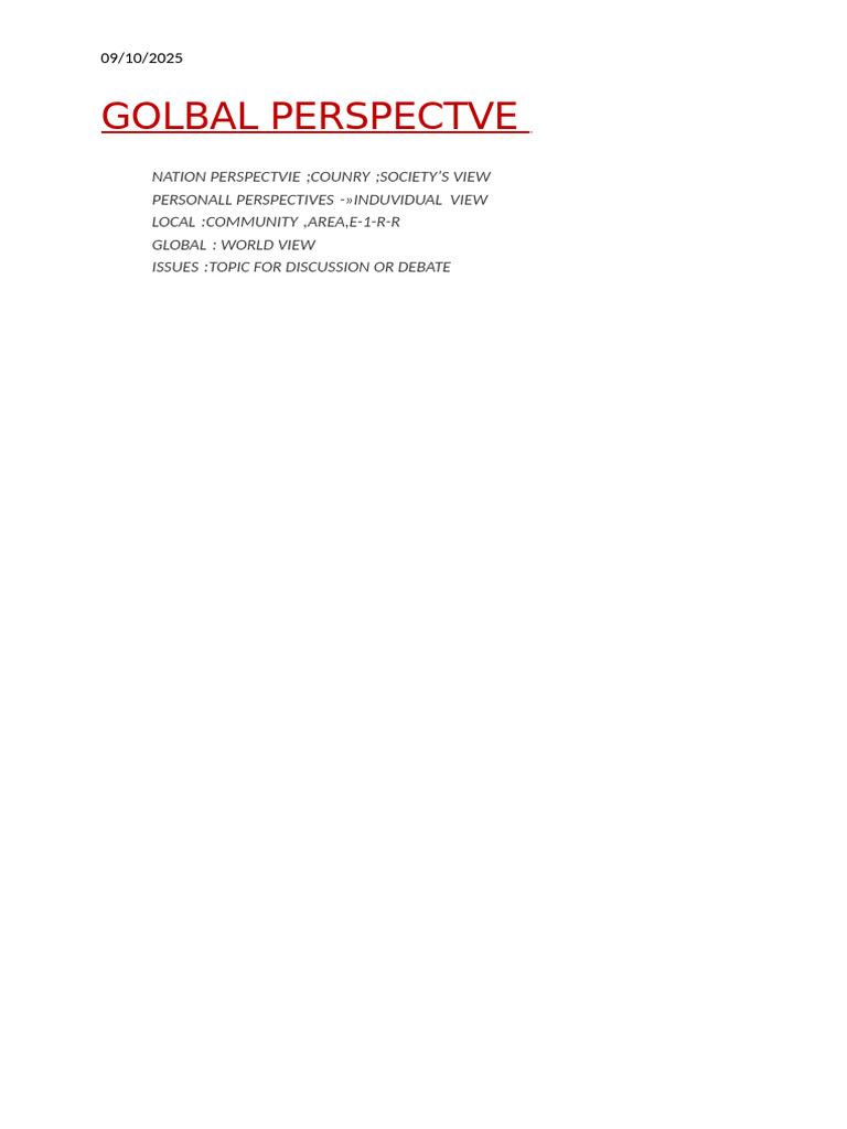 Global and Local Perspectives on Issues | PDF
