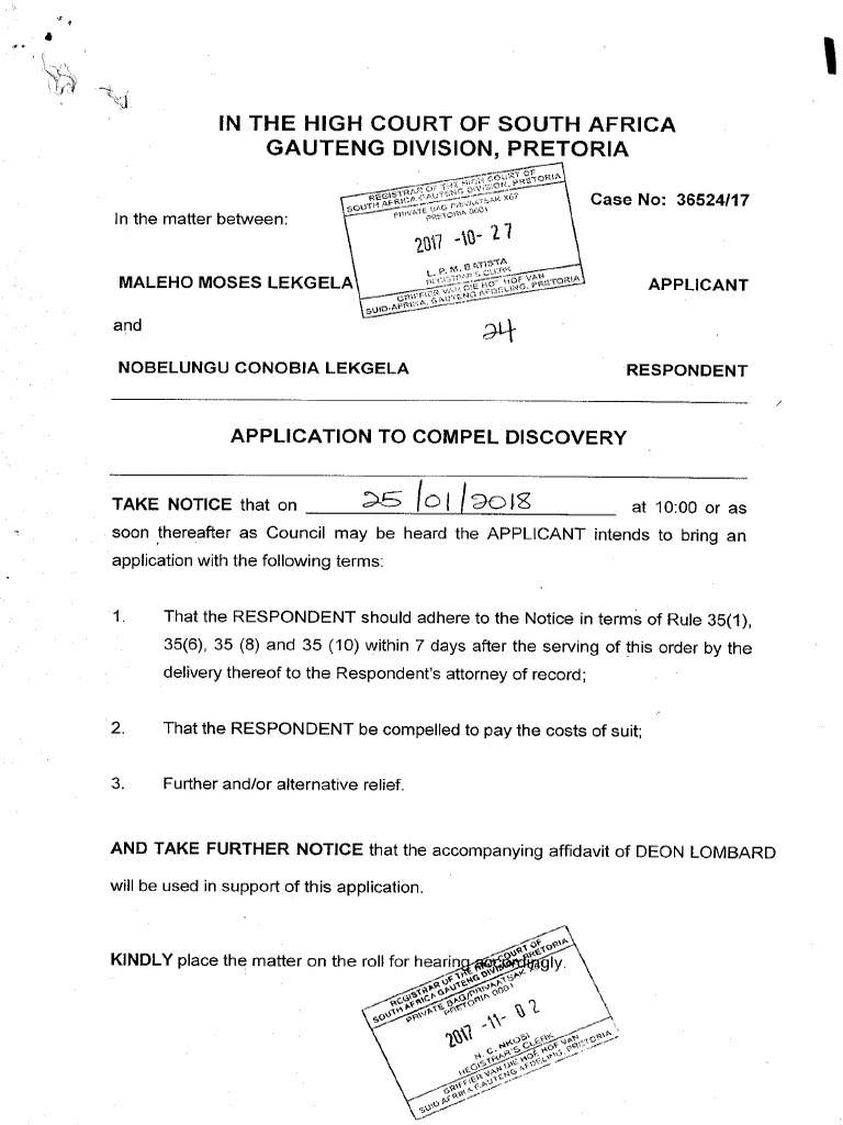 Application to Compel Discovery | PDF