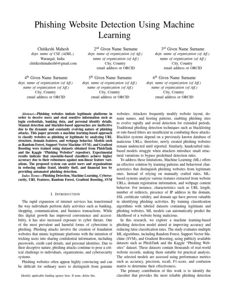 IEEE Conference Template 1 | PDF | Phishing | Machine Learning