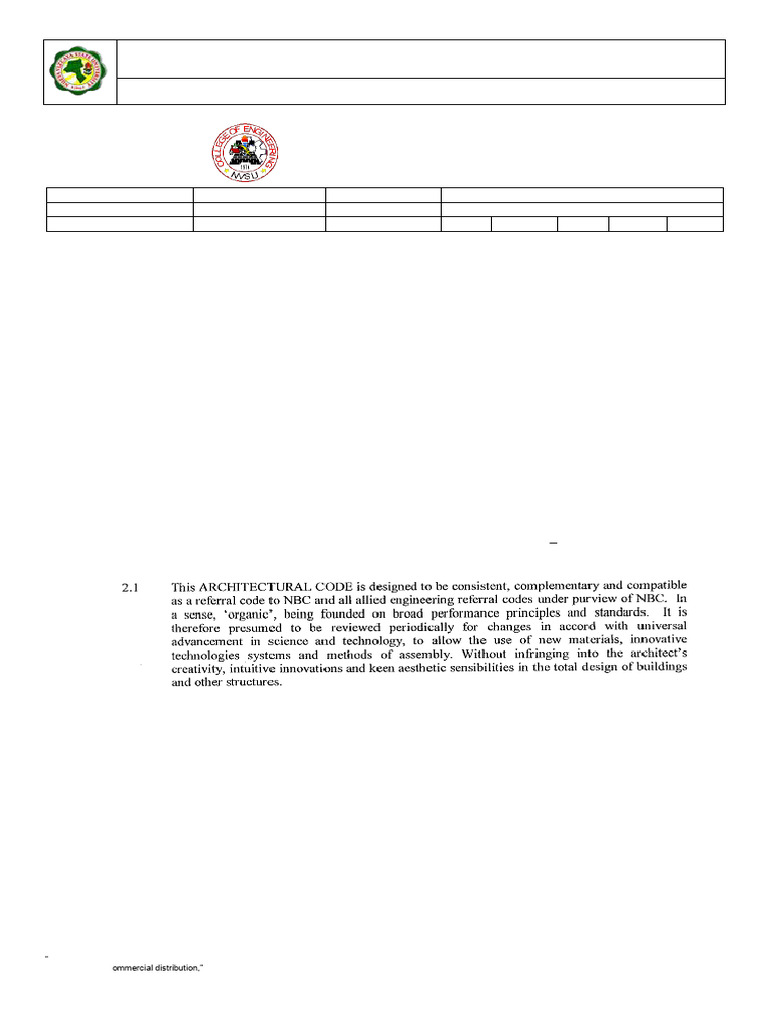 Architectural Code Overview for BSCE Students | PDF | Fair Use | Copyright