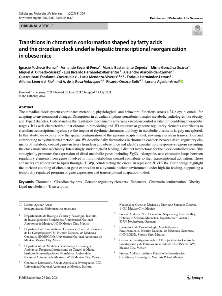 Transitions in Chromatin Conformation Shaped by Fatty Acids and The ...