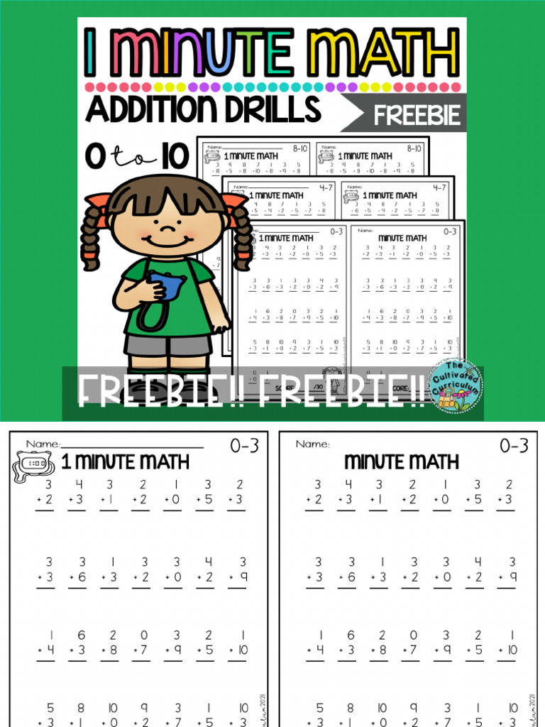 OneMinuteMathAdditionFactDrills010FREEBIE 1 | PDF
