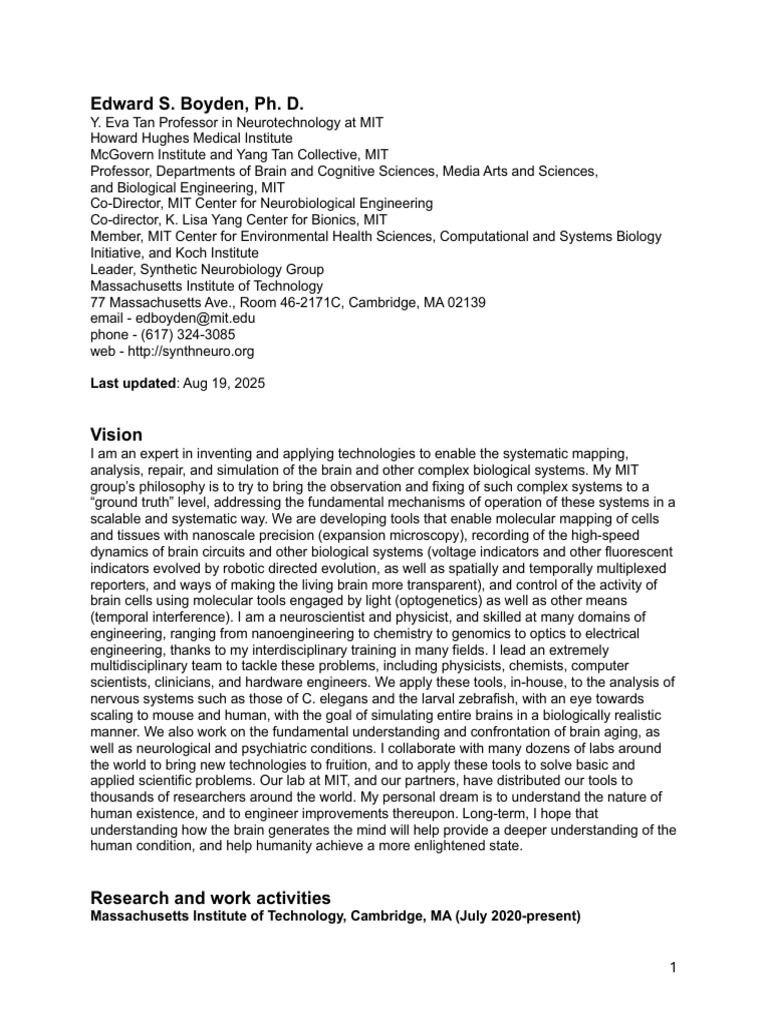 CV | PDF | Neuroscience | Biology