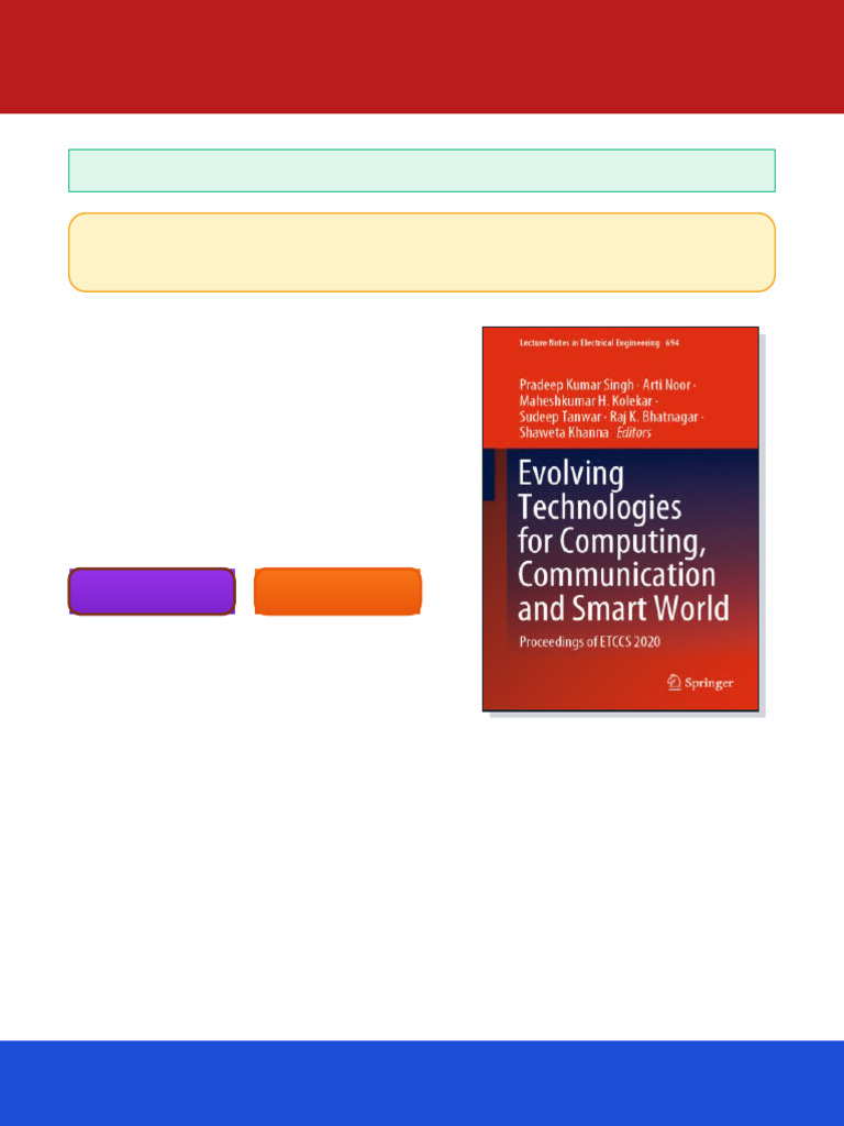 Evolving Technologies for Computing Communication and Smart World Proceedings of ETCCS 2020 ...