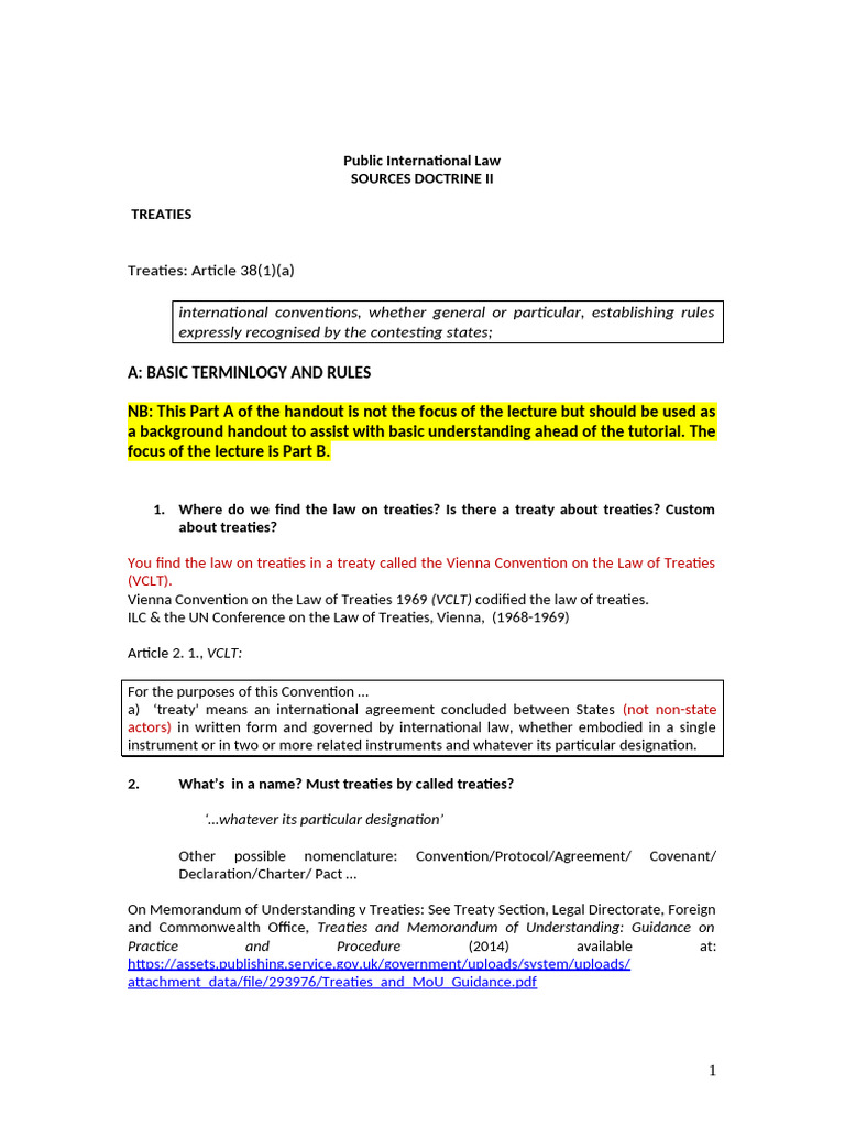 Lecture 3 Notes - Treaties | PDF | Treaty | Ratification