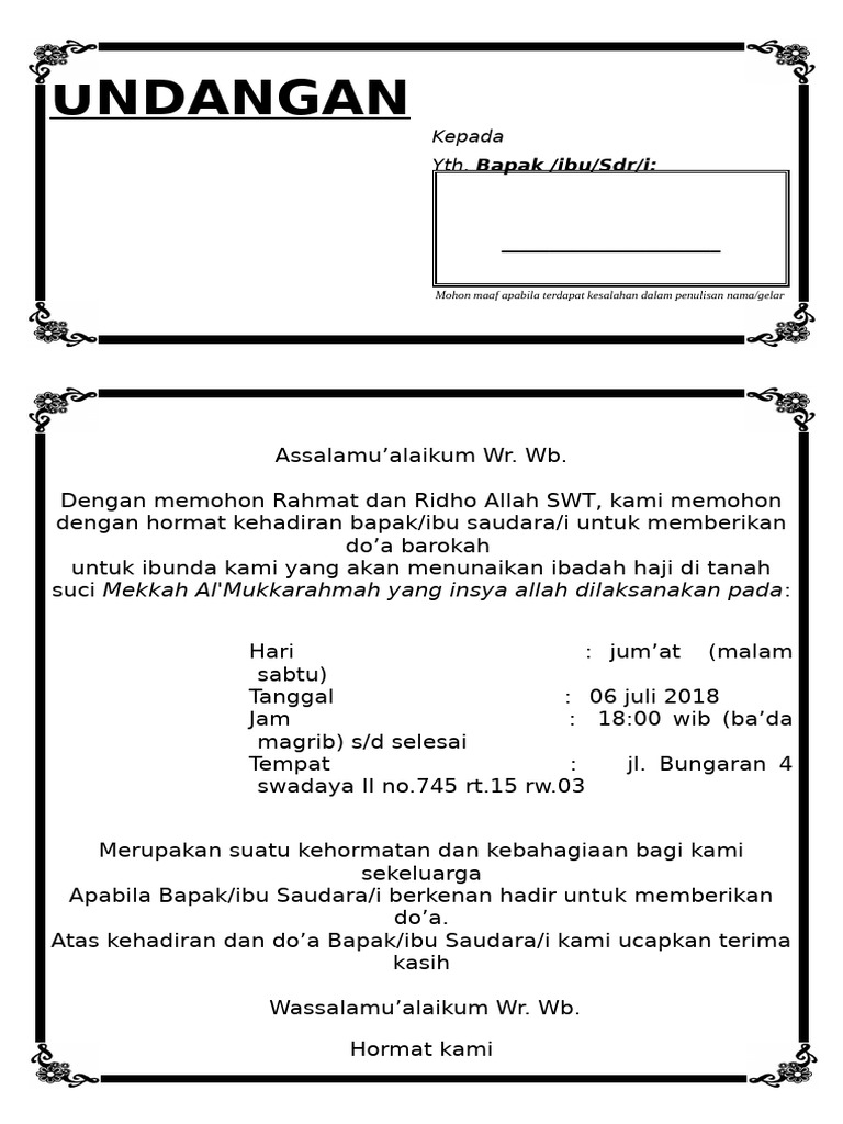 contoh undangan | PDF