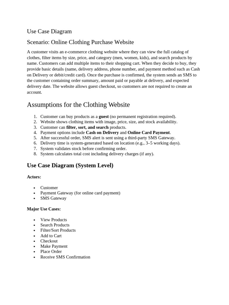 Use Case Diagram for E-commerce Clothing Site | PDF | Point Of Sale ...