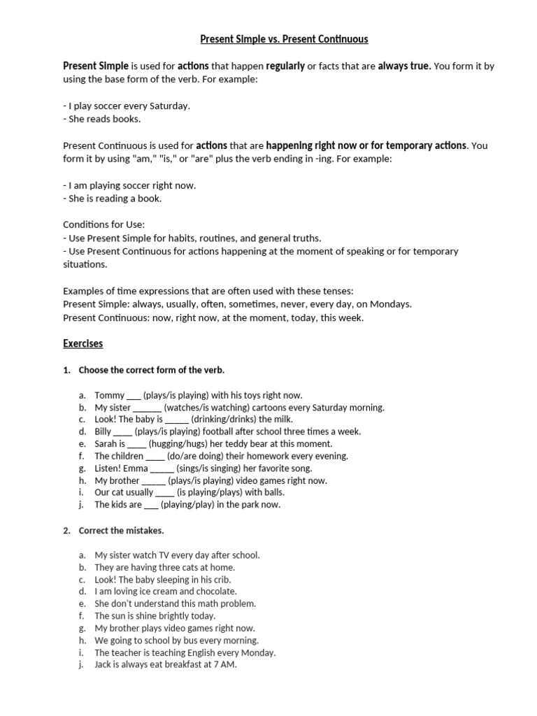 Present Tenses: Simple, Continuous, Perfect | PDF | Perfect (Grammar ...