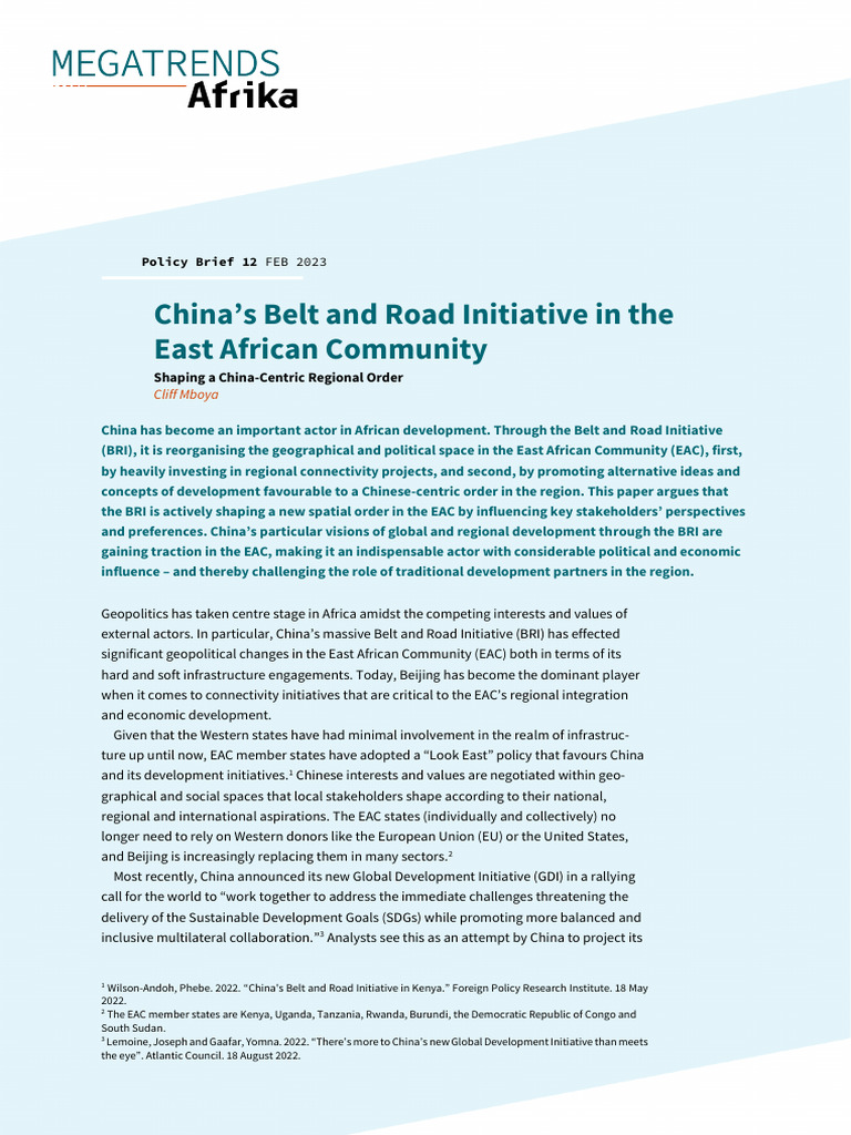 MTA PB12 Mboya Chinas Belt and Road Initiative in The East African ...