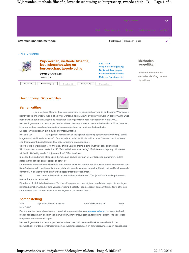Beschrijving Wijs Worden HV 2e Editie | PDF