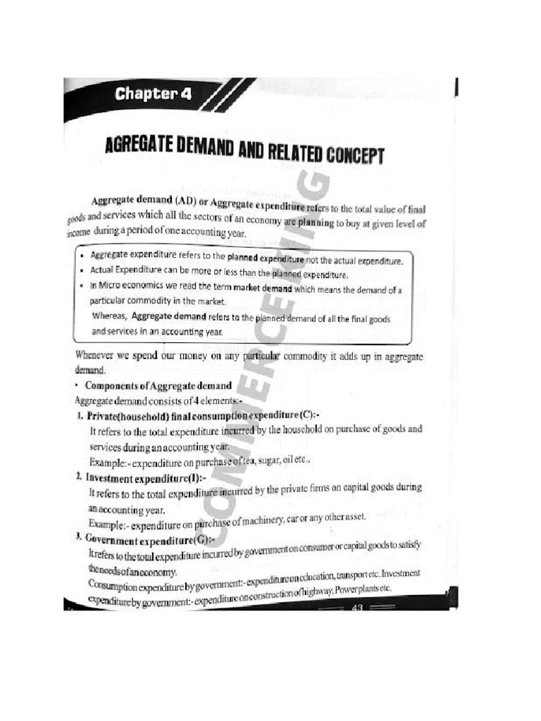 Revision Notes Class 12 Aggregate Demand and Related Concepts | PDF