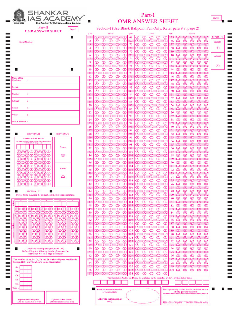 Omr Sheet | PDF