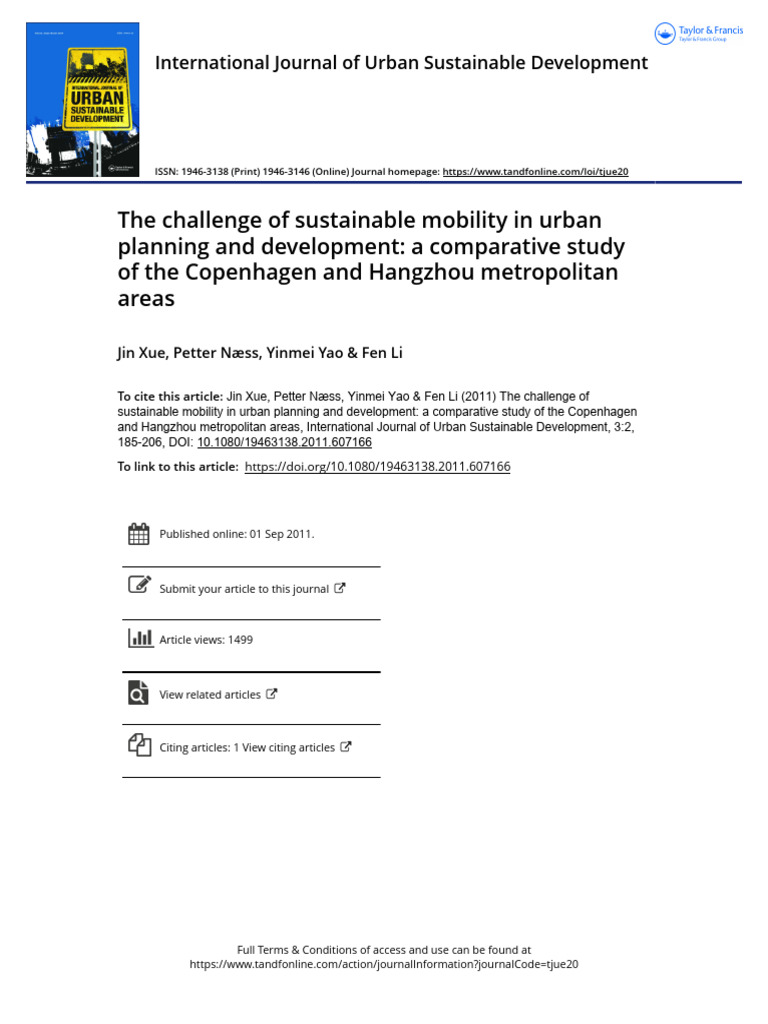 The Challenge of Sustainable Mobility in Urban Planning and Development ...