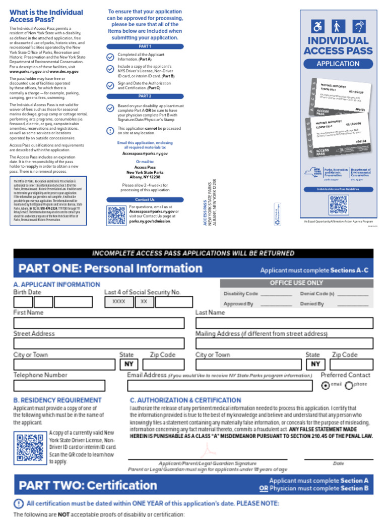 New York Individual Access Pass Application | PDF | Identity Document ...