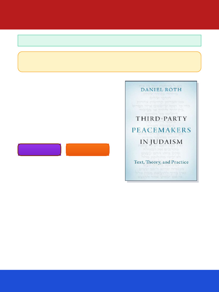 Third-Party Peacemakers in Judaism: Text, Theory, and Practice 1st ...