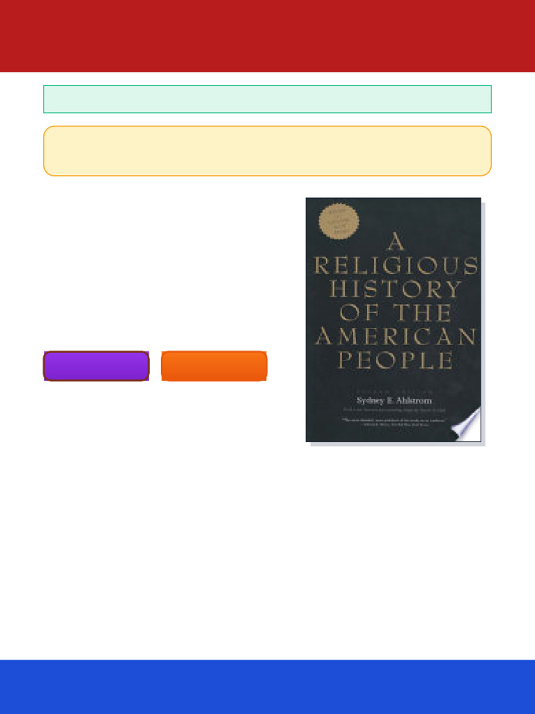 A Religious History of The American People 2nd Edition Sydney E ...