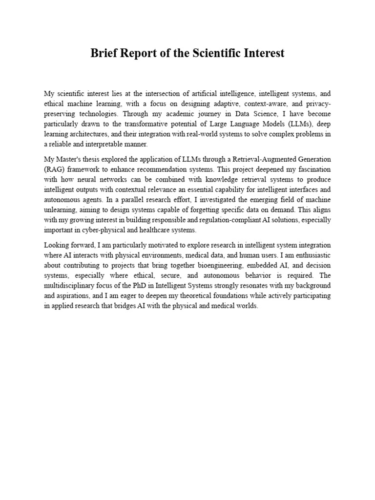 Brief Report of The Scientific Interest | PDF