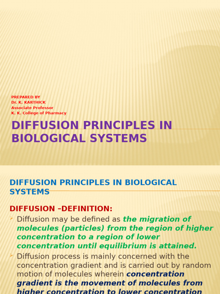 Diffusion Principles in Biological Systems | PDF | Diffusion | Cell Membrane