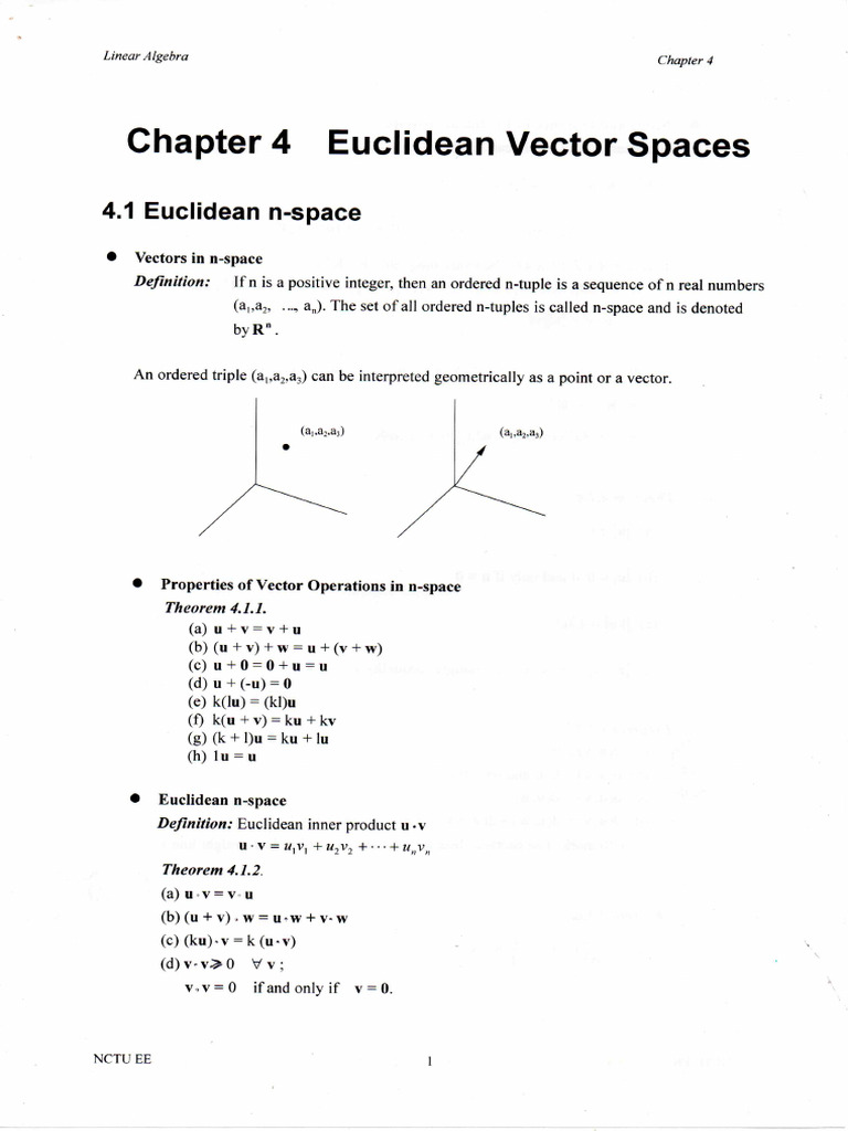 Ch.4 Euclidean Vector Spaces | PDF