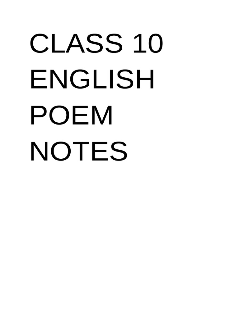 Class 10 English Poem Notes | PDF