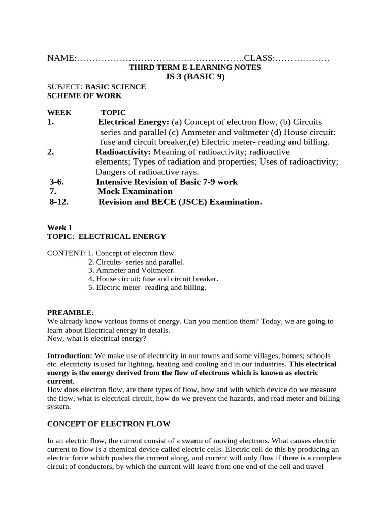 Basic 9 Basic Sci 3rd Term E-notes | PDF | Radioactive Decay | Series ...