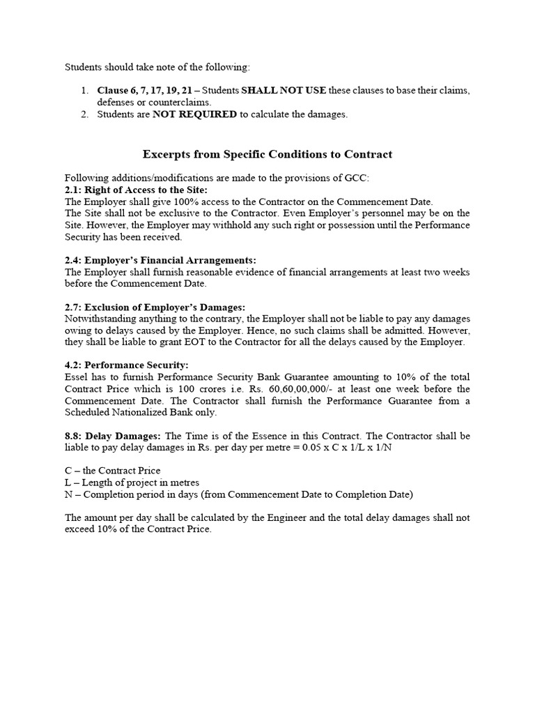 Specific Conditions To Contract | PDF
