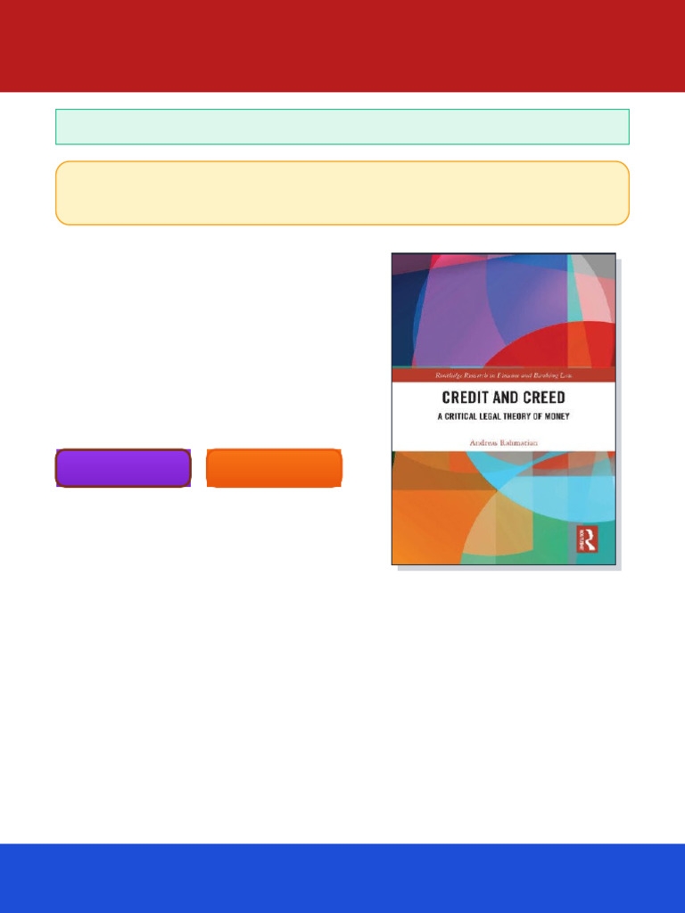 Credit and Creed A Critical Legal Theory of Money 1st Edition Andreas ...