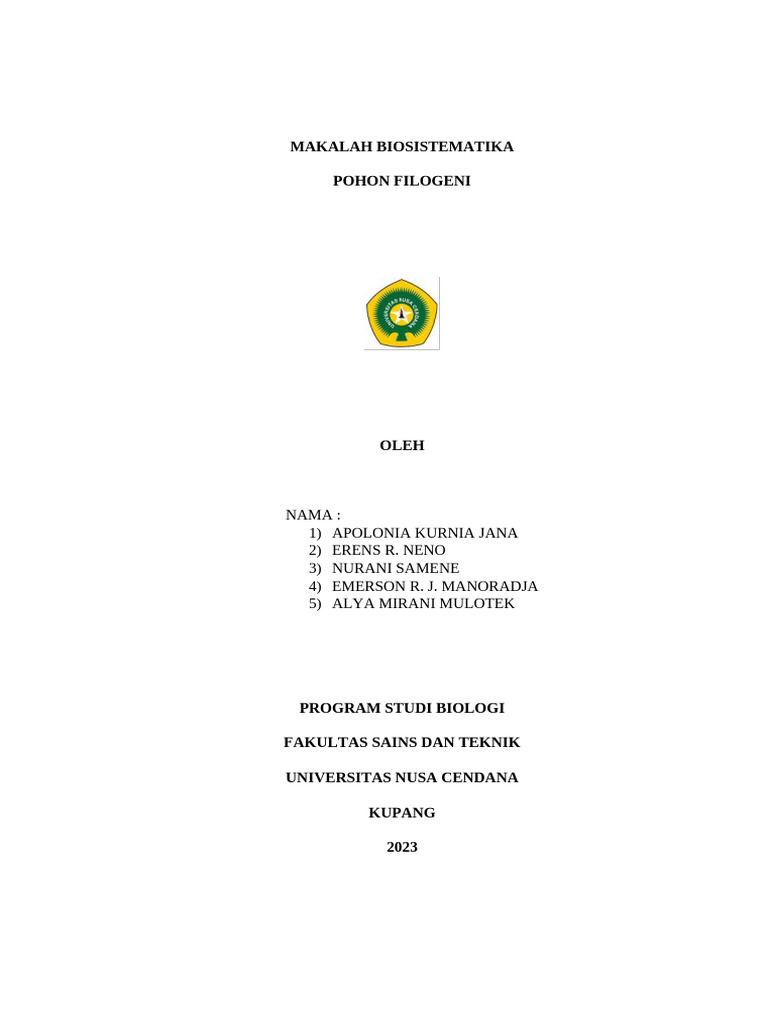 Pohon Filogeni dalam Biosistematik | PDF