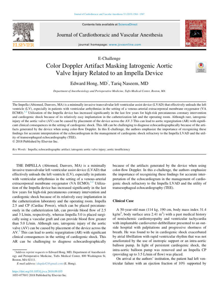 Color Doppler Artifact Masking Iatrogenic Aortic V | PDF | Heart ...