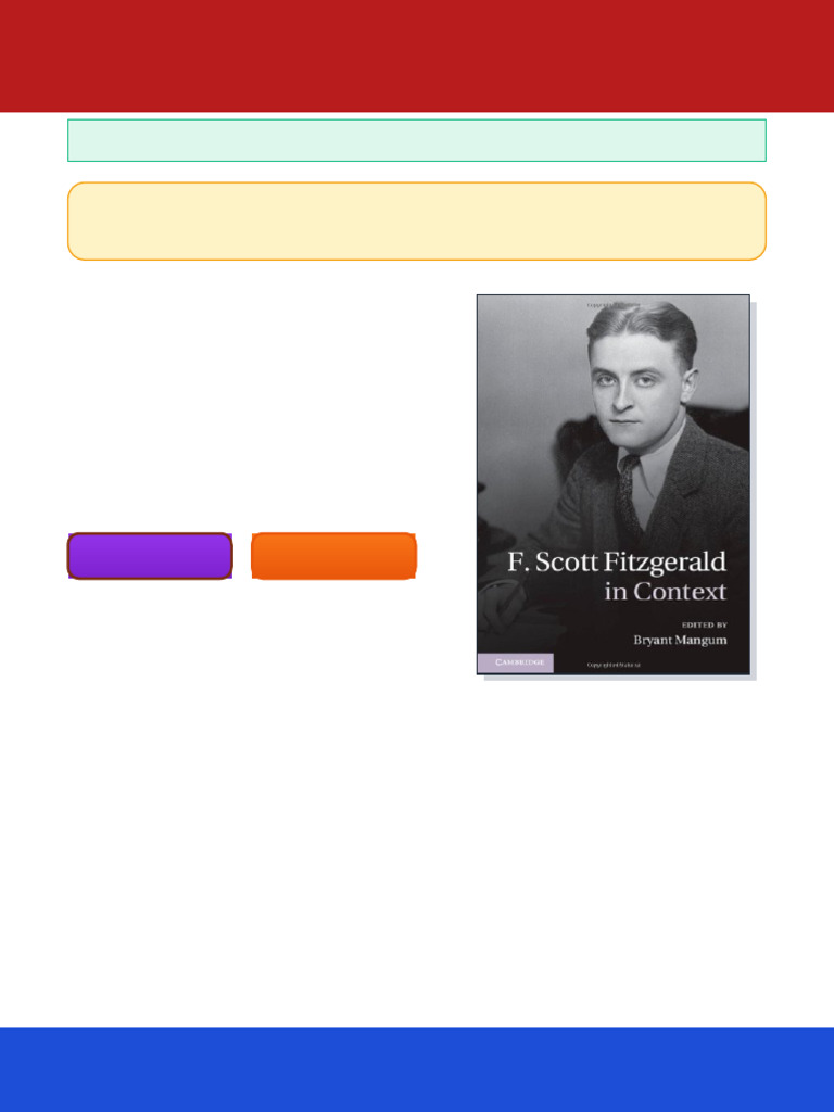 F Scott Fitzgerald in Context Professor Bryant Mangum Ebook Exclusive ...