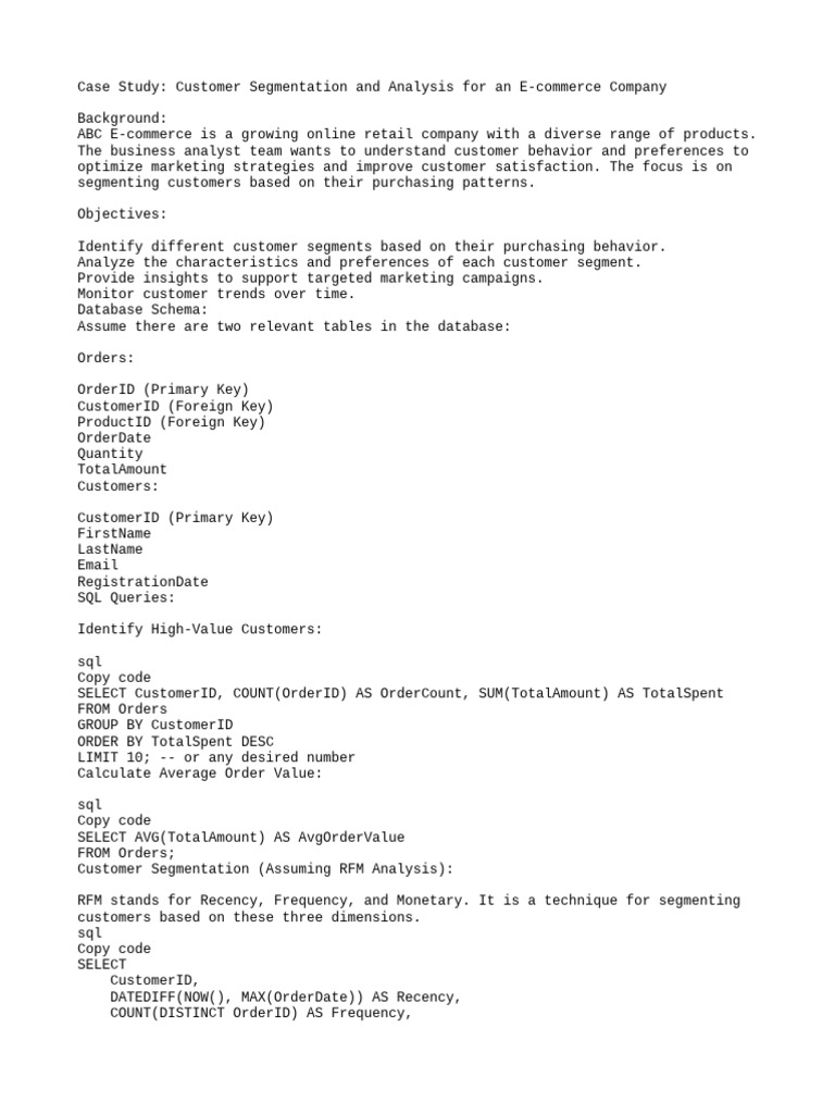 Case Study SQL | PDF | Market Segmentation | Information Retrieval
