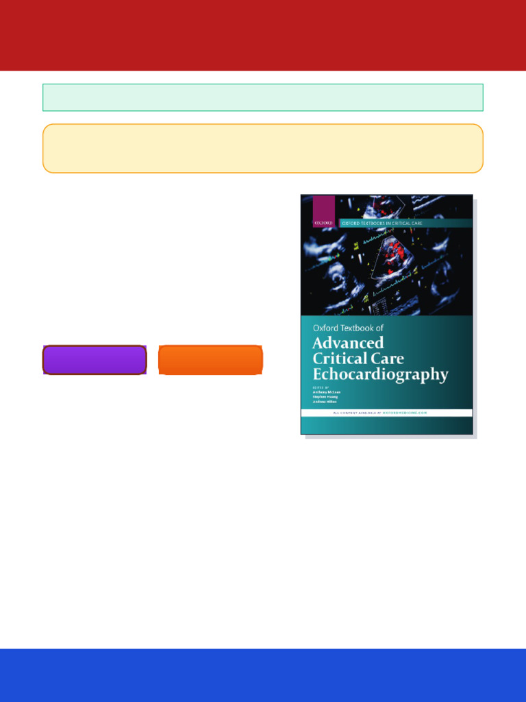 Oxford Textbook of Advanced Critical Care Echocardiography Anthony Mclean Ebook Teaching Version ...