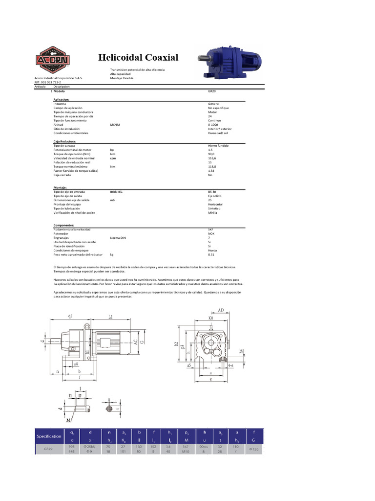 Ficha Tecn - GR29 - 1.5HP - 15 | PDF | Ingeniería mecánica
