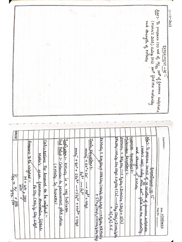 Expt 15 To 19 Chemistry Practical File Work | PDF
