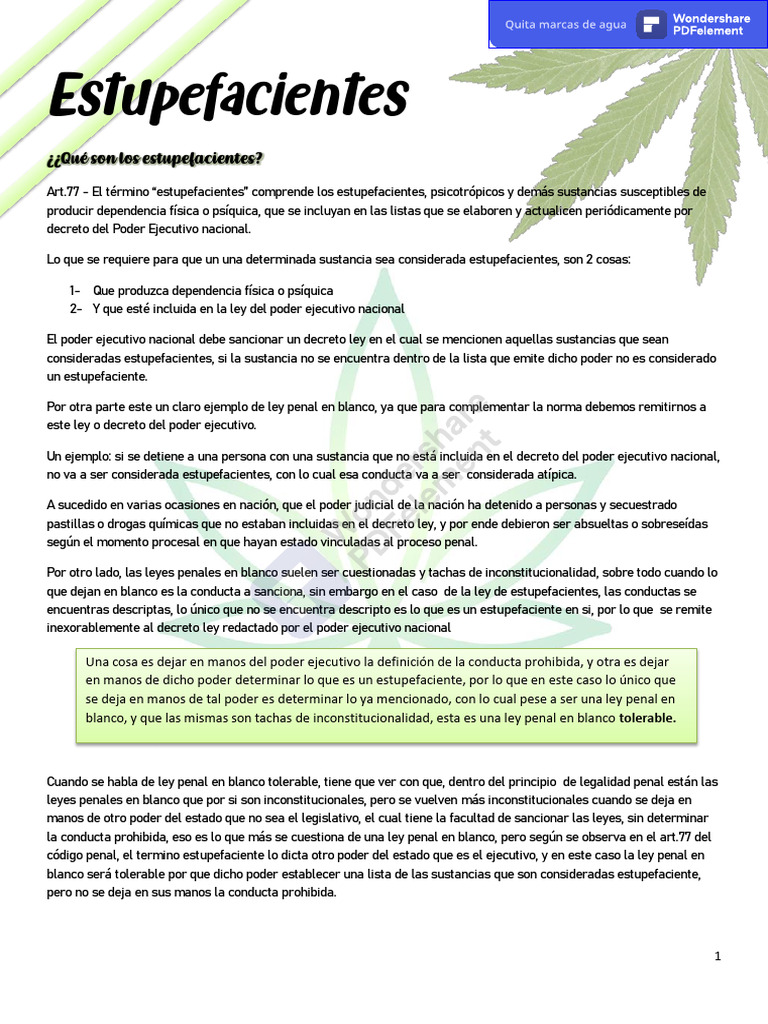 Ley de Estupefacientes y su Regulación | PDF | Justicia | Crimen y ...