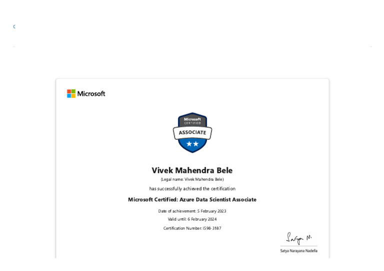 Data Scientist Certification - Vivek Bele | PDF