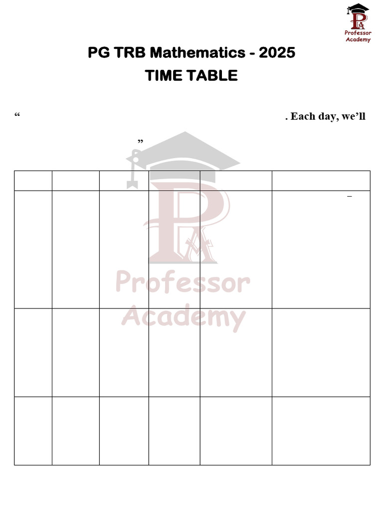 PG TRB Mathematics Unit-1 Algebra 10 Days Study Plan | PDF | Ring (Mathematics) | Group ...