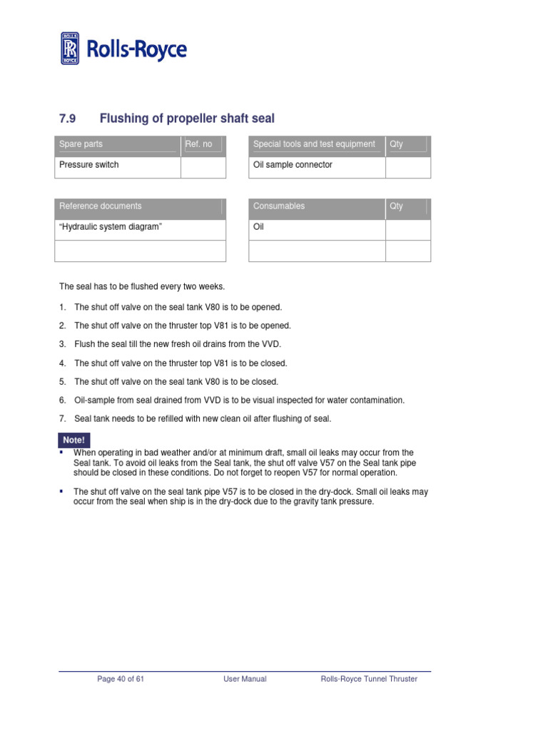 Thruster Flushing & Oil Change | PDF | Valve | Pump