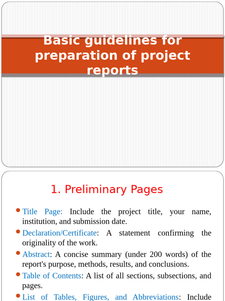 Basic Guidelines For Preparation of Project Reports | PDF