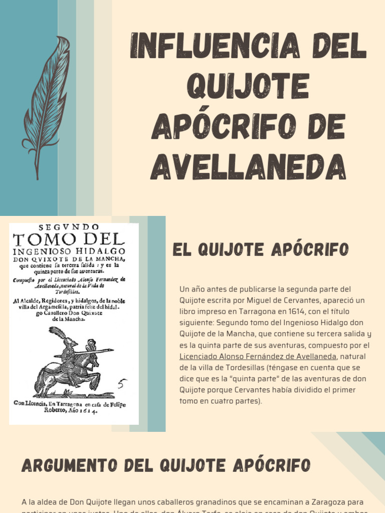 Influencia Del Quijote Apócrifo de Avellaneda | PDF | Don Quijote ...